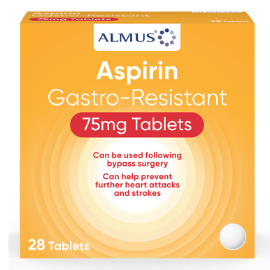 Almus Aspirin 75MG Gastro Resistant Tablets 28 Tablet | LloydsPharmacy