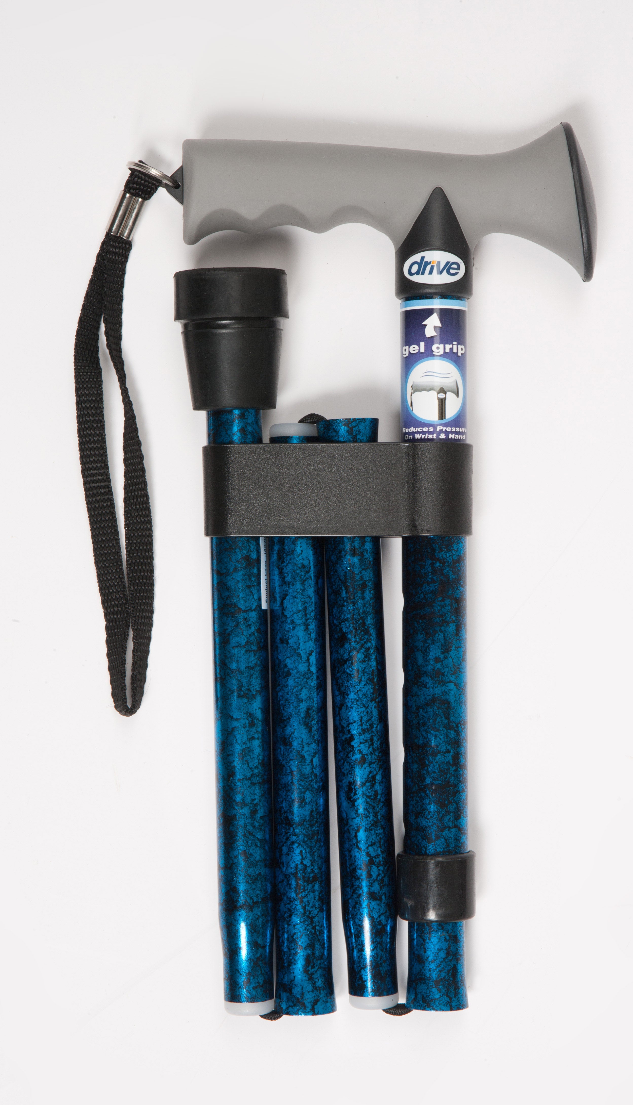 Soft Grip Folding Walking Stick - Blue Crackle | LloydsPharmacy