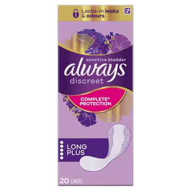 Always Discreet Incontinence Liners Long+ 20 Liners | LloydsPharmacy