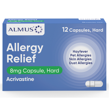 Almus Allergy Relief Acrivastine 8mg 12 Capsules | LloydsPharmacy