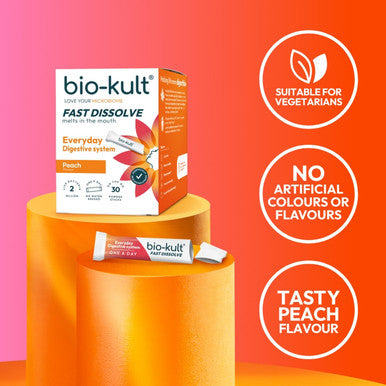 Bio-Kult Everyday Digestion Fast Dissolve Probiotic Powder Peach 30 ...