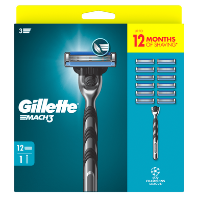 Gillette Mach3 Razor + 12 Razor Blade Refills| LloydsPharmacy