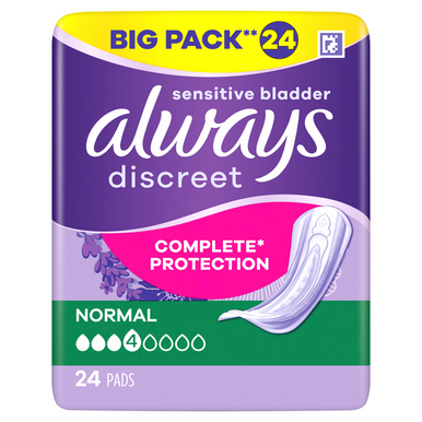 Always Discreet Incontinence Pads Women Normal 24 Pads | LloydsPharmacy