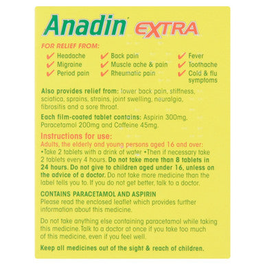 Anadin Extra Pain Relief 16 Caplets | LloydsPharmacy