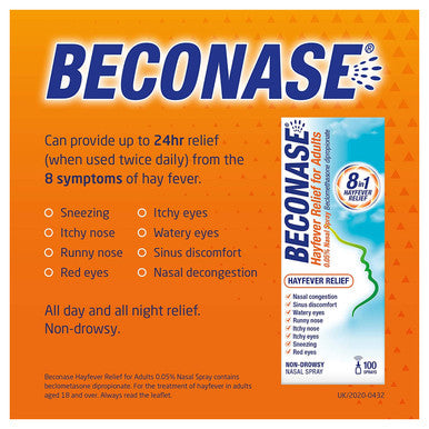 Beconase Hayfever Relief for Adults Nasal Spray For Adults 1 Sprays ...