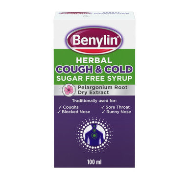 Benylin Herbal Cough & Cold Sugar Free Syrup 100ml | LloydsPharmacy