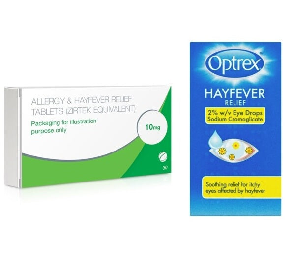 Hayfever Cetirizine 30 Tablets and Optrex Eye Drops Bundle – LloydsPharmacy