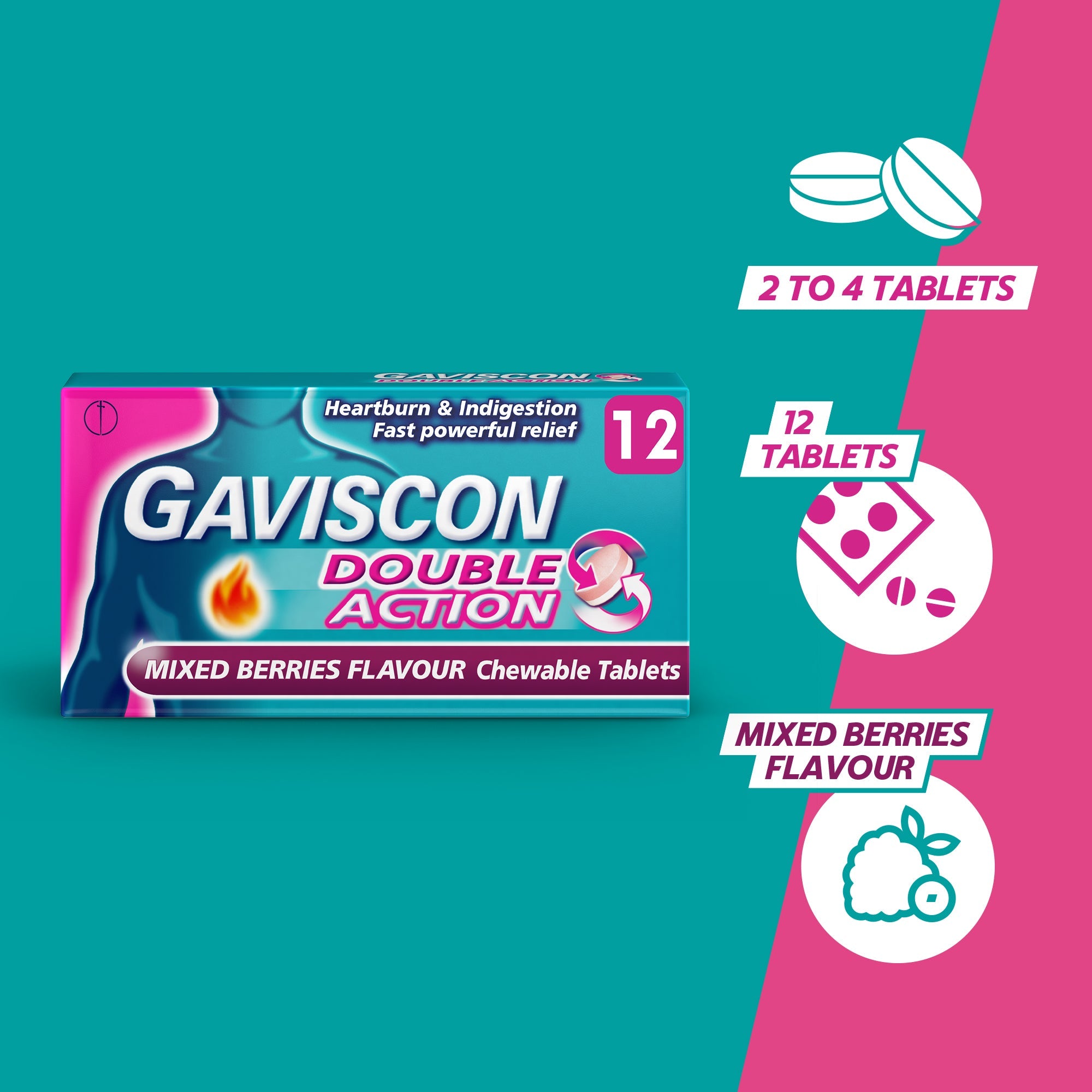 Gaviscon Double Action chewable tablets mixed berry – LloydsPharmacy