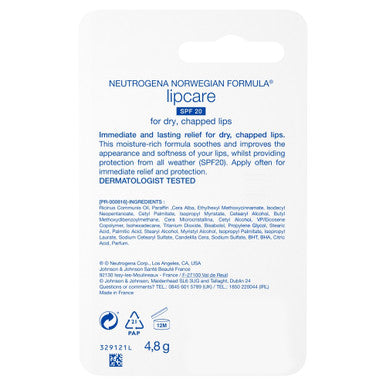 Neutrogena Norwegian Formula Lipcare SPF20 For Dry Chapped Lips 4.8g ...