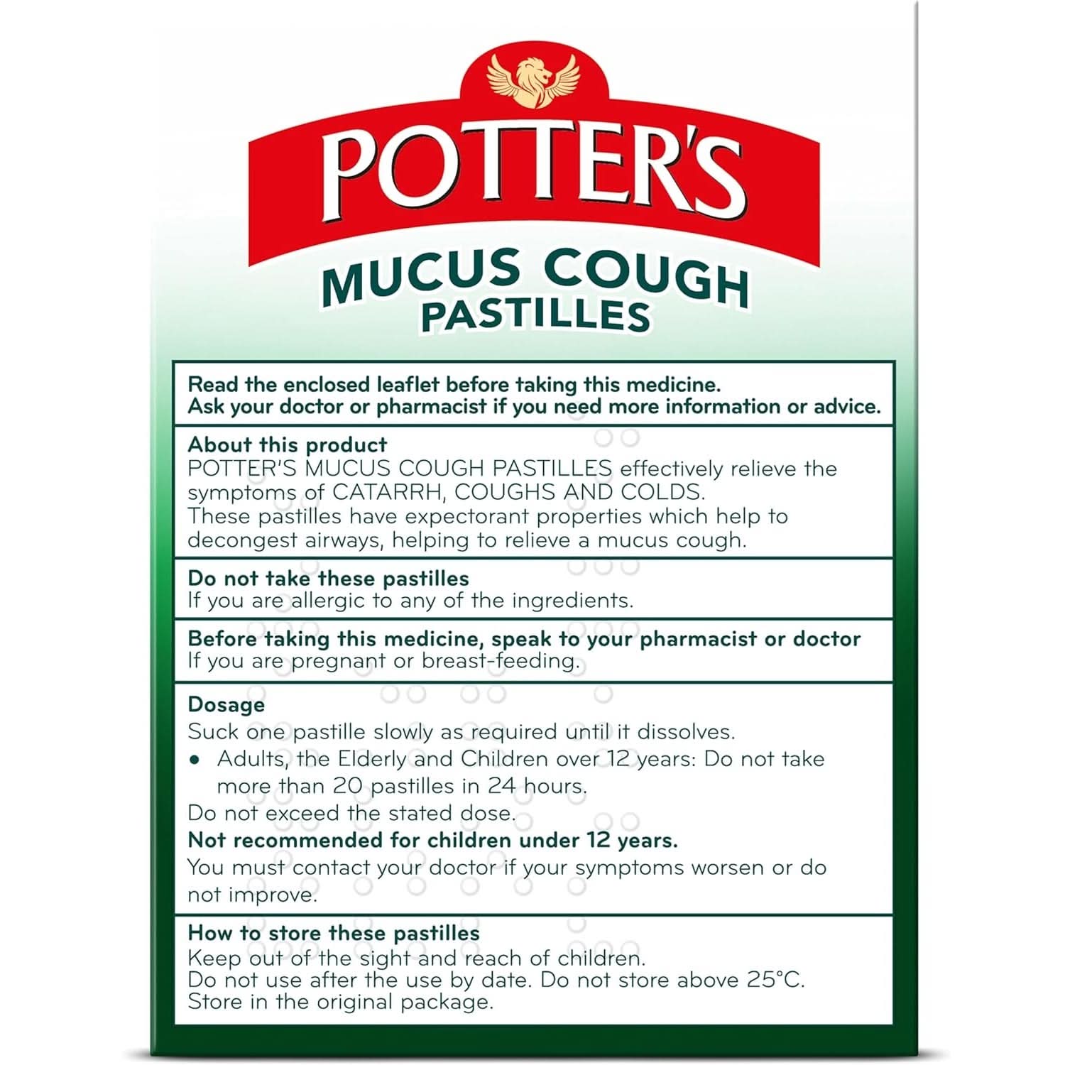 Potters mucus cough pastilles | LloydsPharmacy